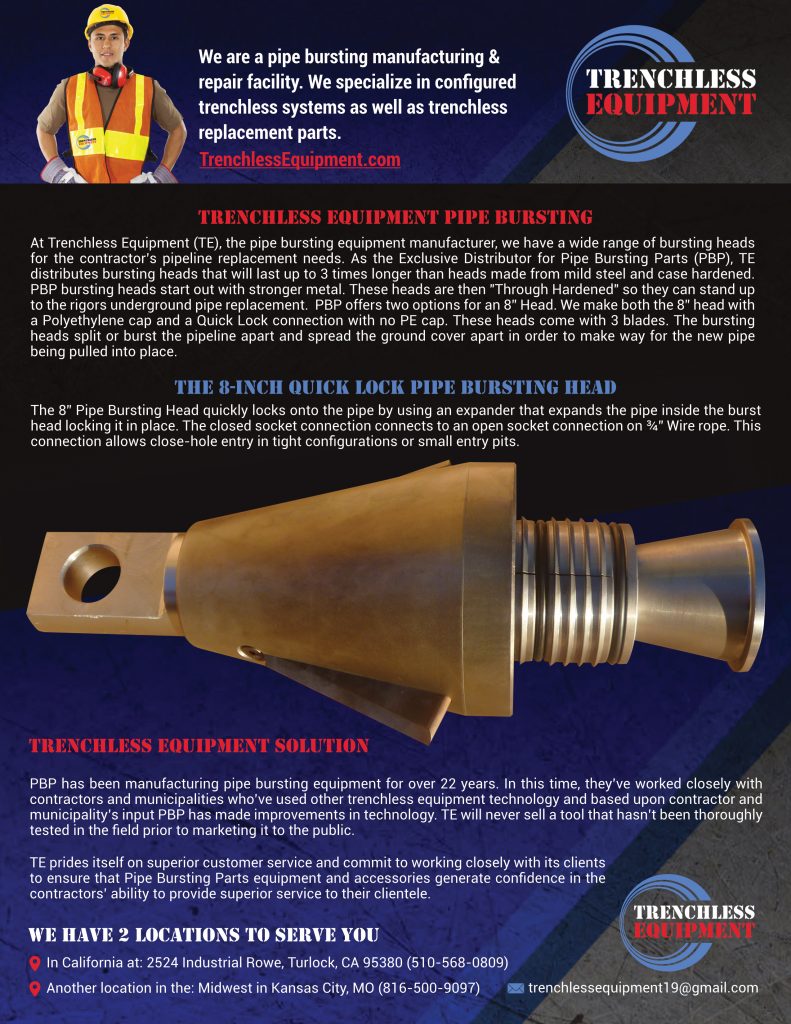 8 Inch Bursting Head In California - Trenchless Equipment